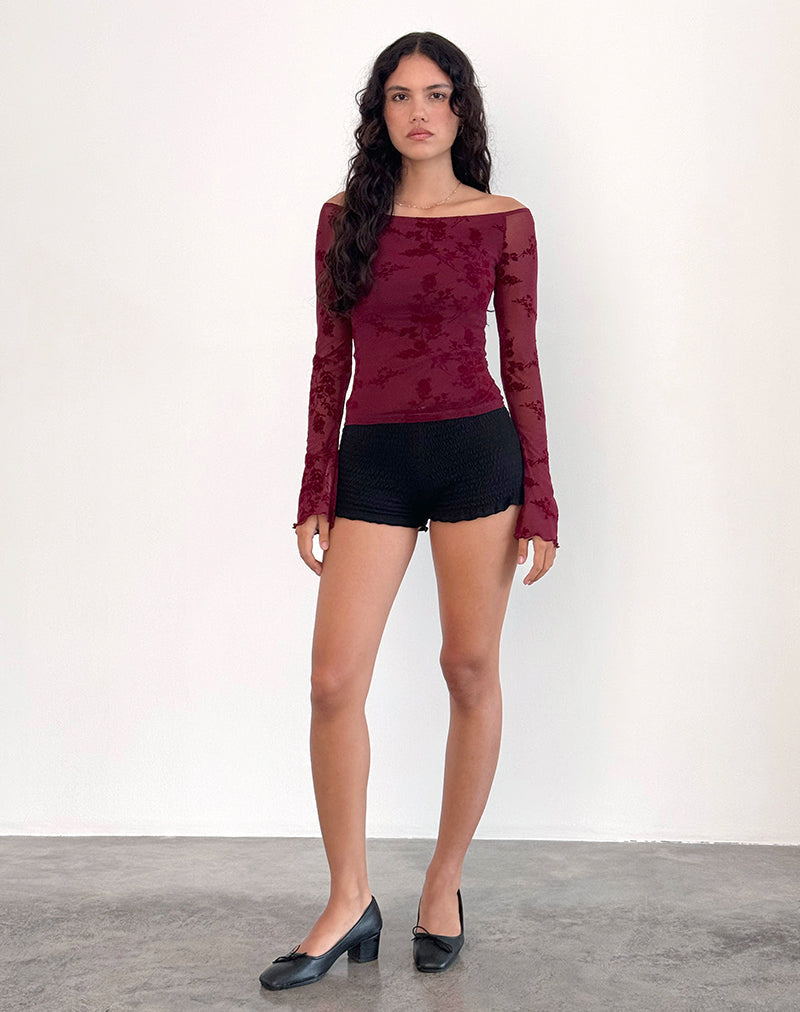 Botanical Flower Maroon Red Top | Lutana – motelrocks-com-us