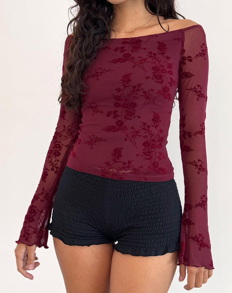Botanical Flower Maroon Red Top | Lutana – motelrocks-com-us