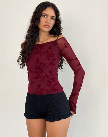 Botanical Flower Maroon Red Top | Lutana – motelrocks-com-us