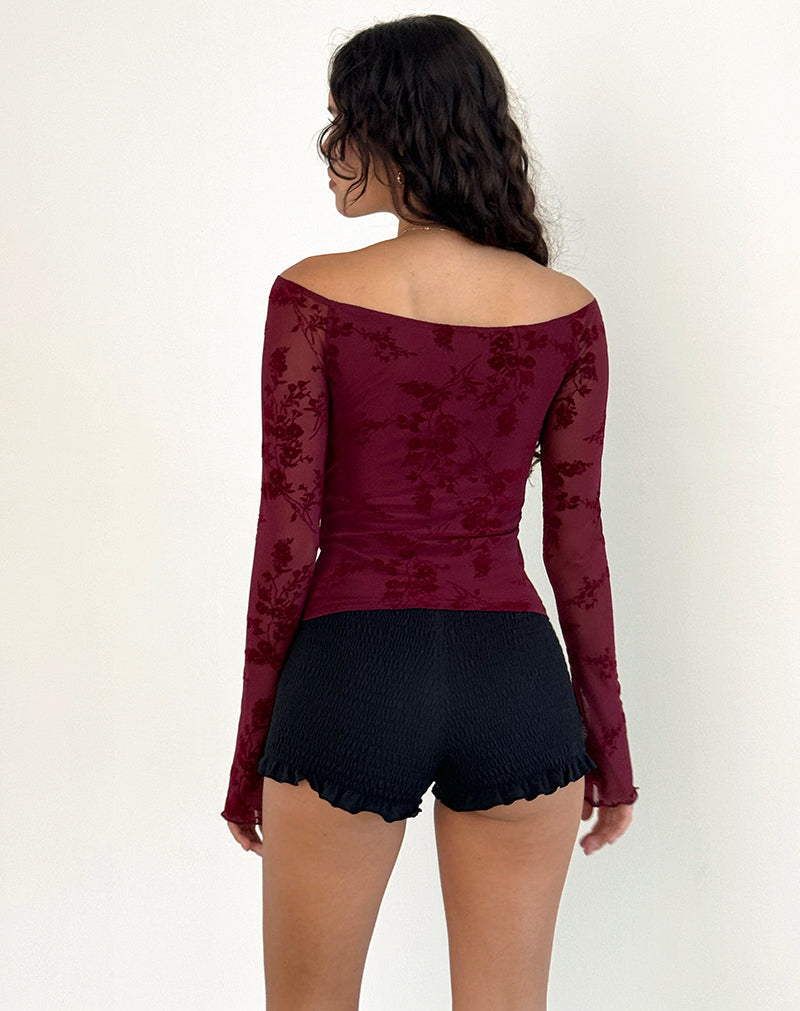 Botanical Flower Maroon Red Top | Lutana – motelrocks-com-us