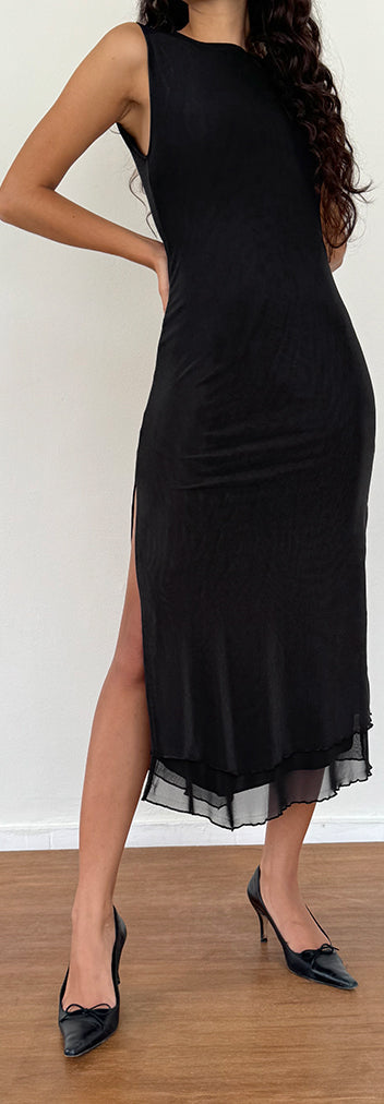 Black Mesh Backless Midi Dress | Lyra – motelrocks-com-us