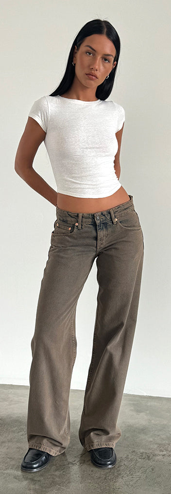 Brown Low Rise Straight Leg Jeans | Parallel – motelrocks-com-us