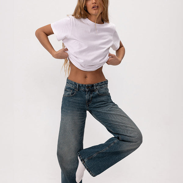 Steel Blue Low Rise Straight Leg Jeans | Parallel – motelrocks-com-us