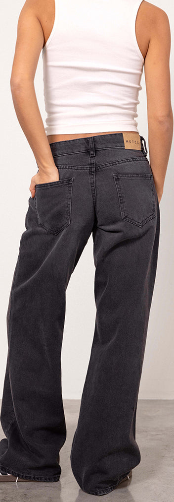 Vintage Black Low Rise Straight Leg Jeans | Parallel – motelrocks-com-us