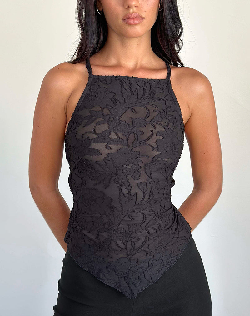 Black Sheer Flower Top | Maddison – motelrocks-com-us