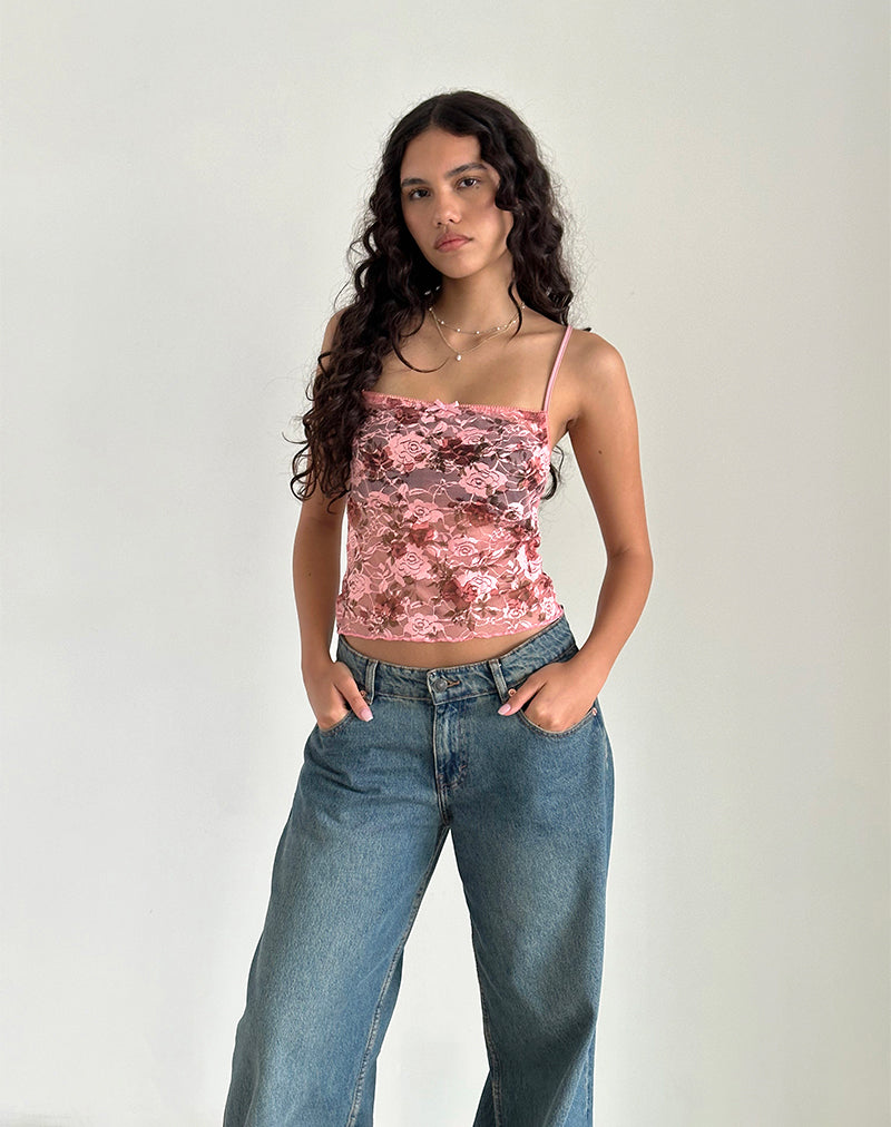 Pink Lace Floral Bloom Top | Magita – motelrocks-com-us
