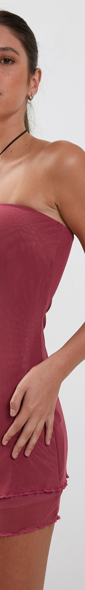 Raspberry Bandeau Mesh Mini Dress | Mahali – motelrocks-com-us