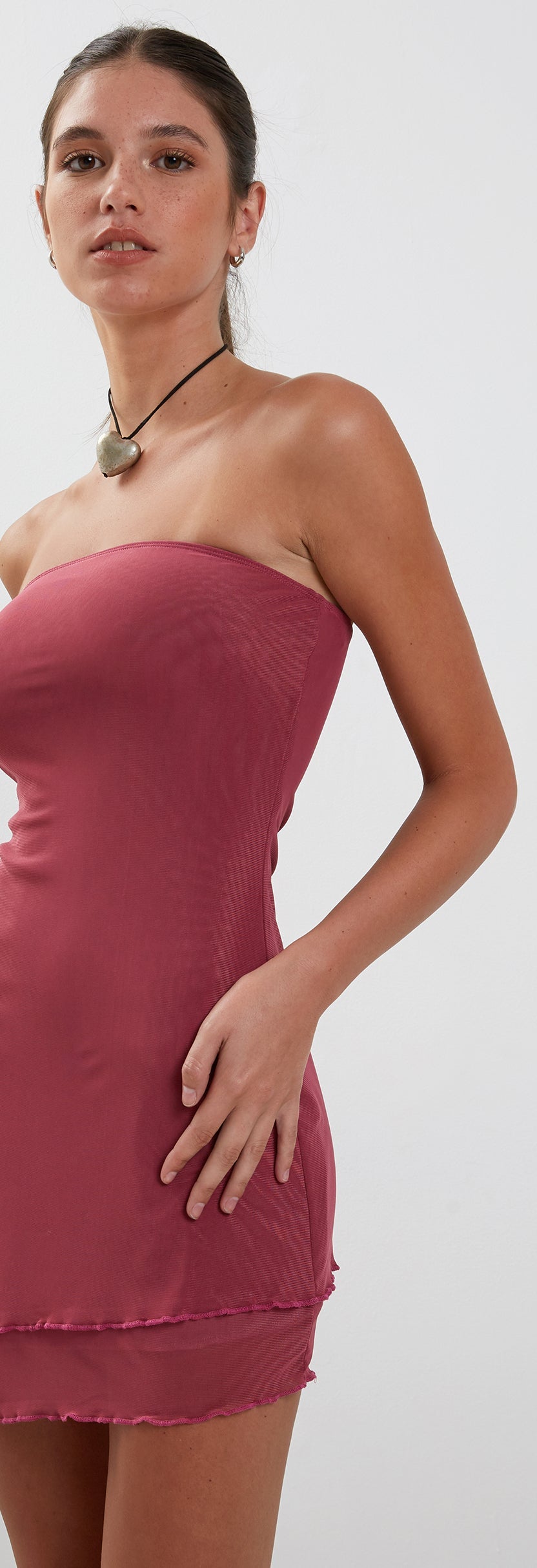 Raspberry Bandeau Mesh Mini Dress | Mahali – motelrocks-com-us