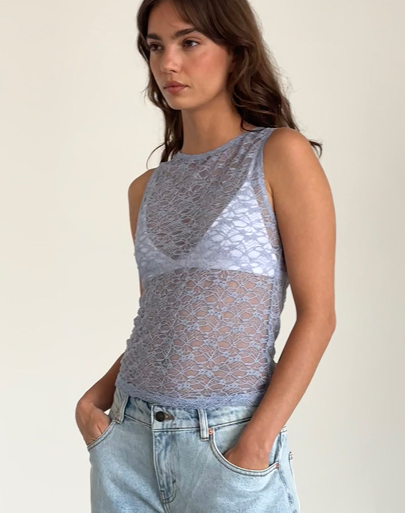 Light Blue Lace Vest Top | Malachi – motelrocks-com-us