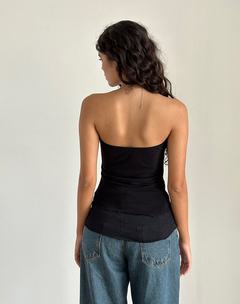 Black Longline Asymmetrical Tube Top | Marissa – motelrocks-com-us