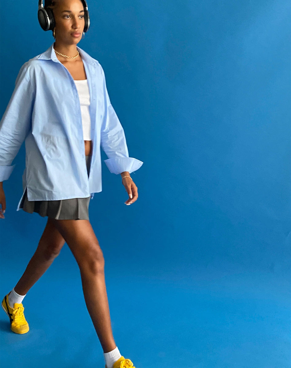 Poplin Sky Blue Button Up Shirt | Mavis – motelrocks-com-us