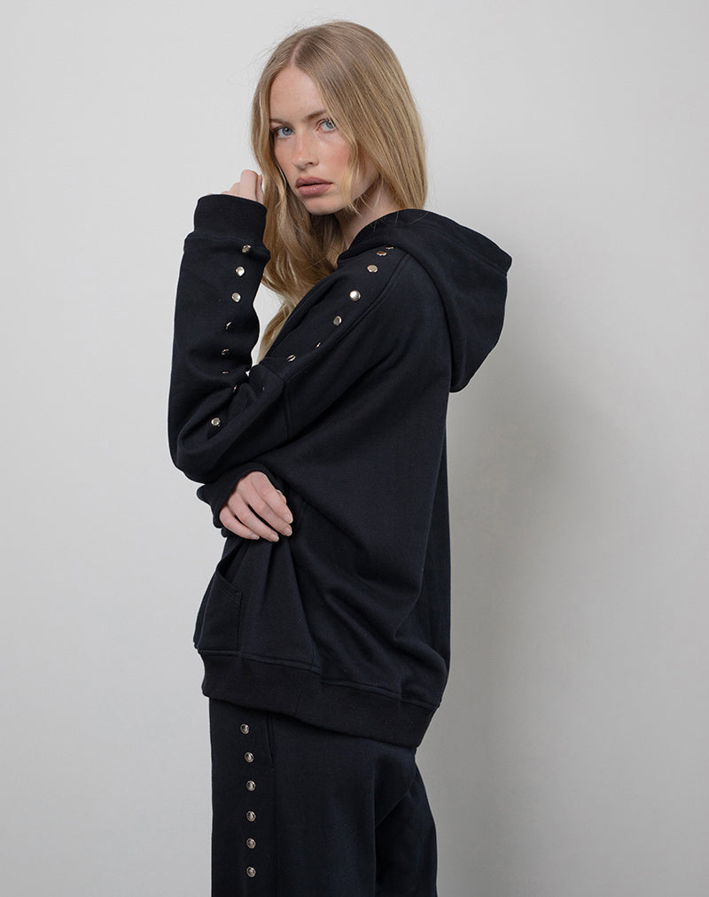 Black Hoodie with Studs | Max – motelrocks-com-us
