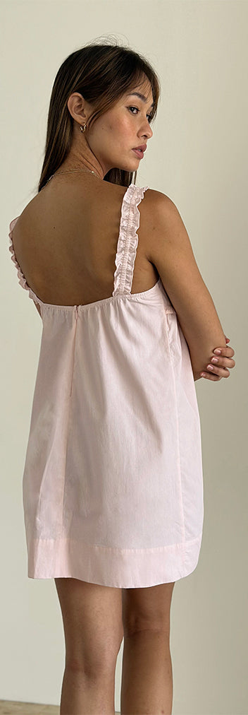 Light Pink Poplin Tea Mini Dress | Melda – motelrocks-com-us