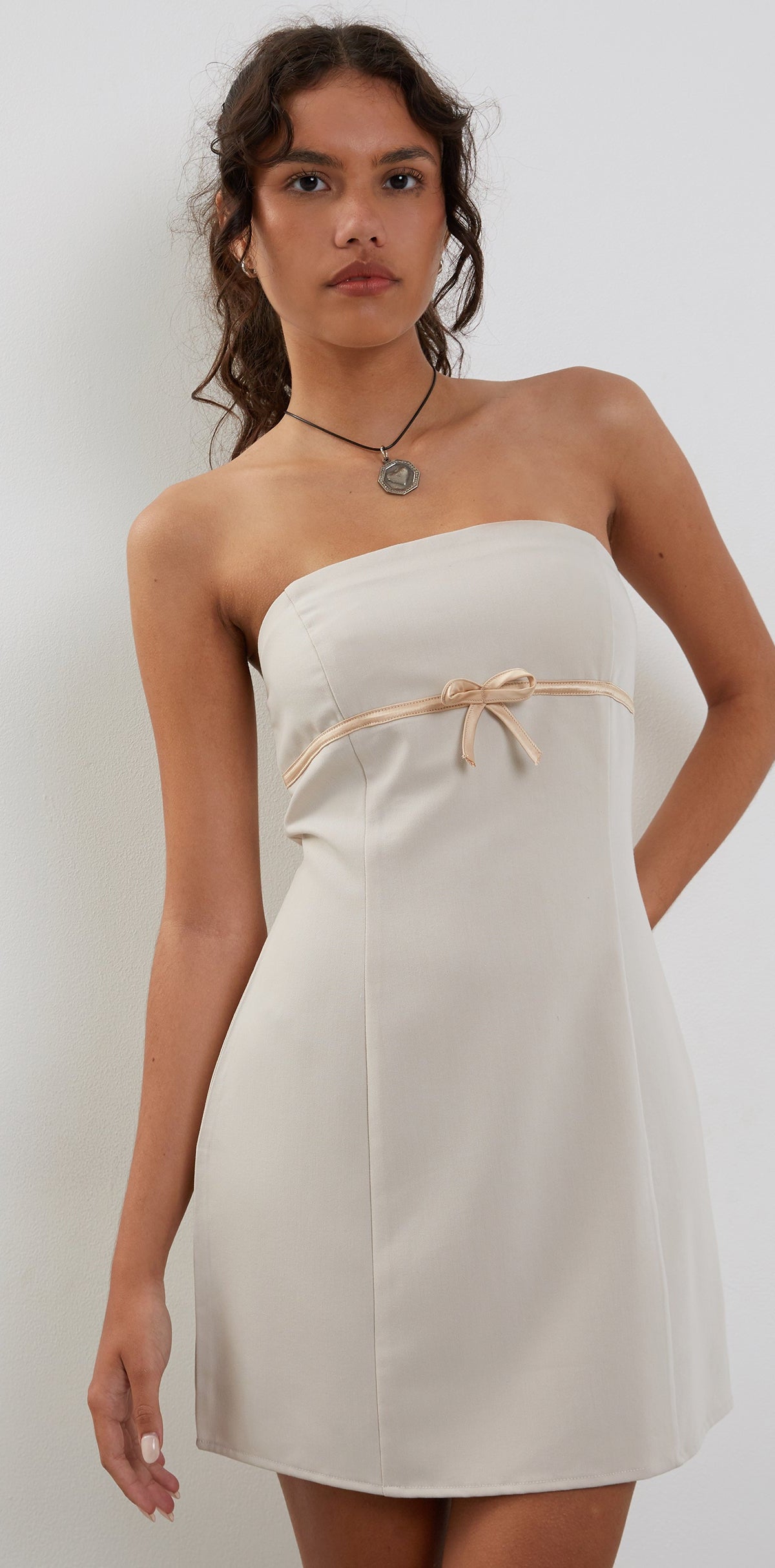Ivory Soft Tailoring Bandeau Mini Dress | Merila – motelrocks-com-us