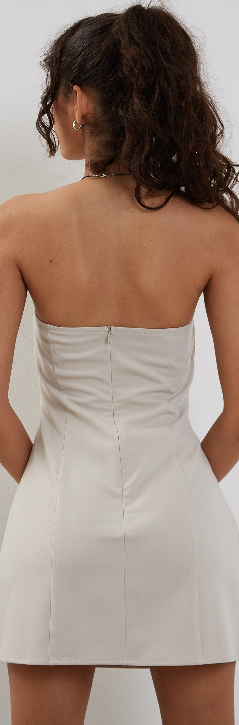 Ivory Soft Tailoring Bandeau Mini Dress | Merila – motelrocks-com-us