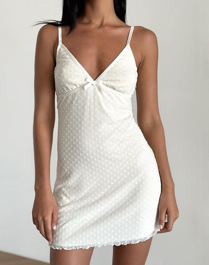 Ivory Polka Flock Cami Mini Dress | Melvia – motelrocks-com-us