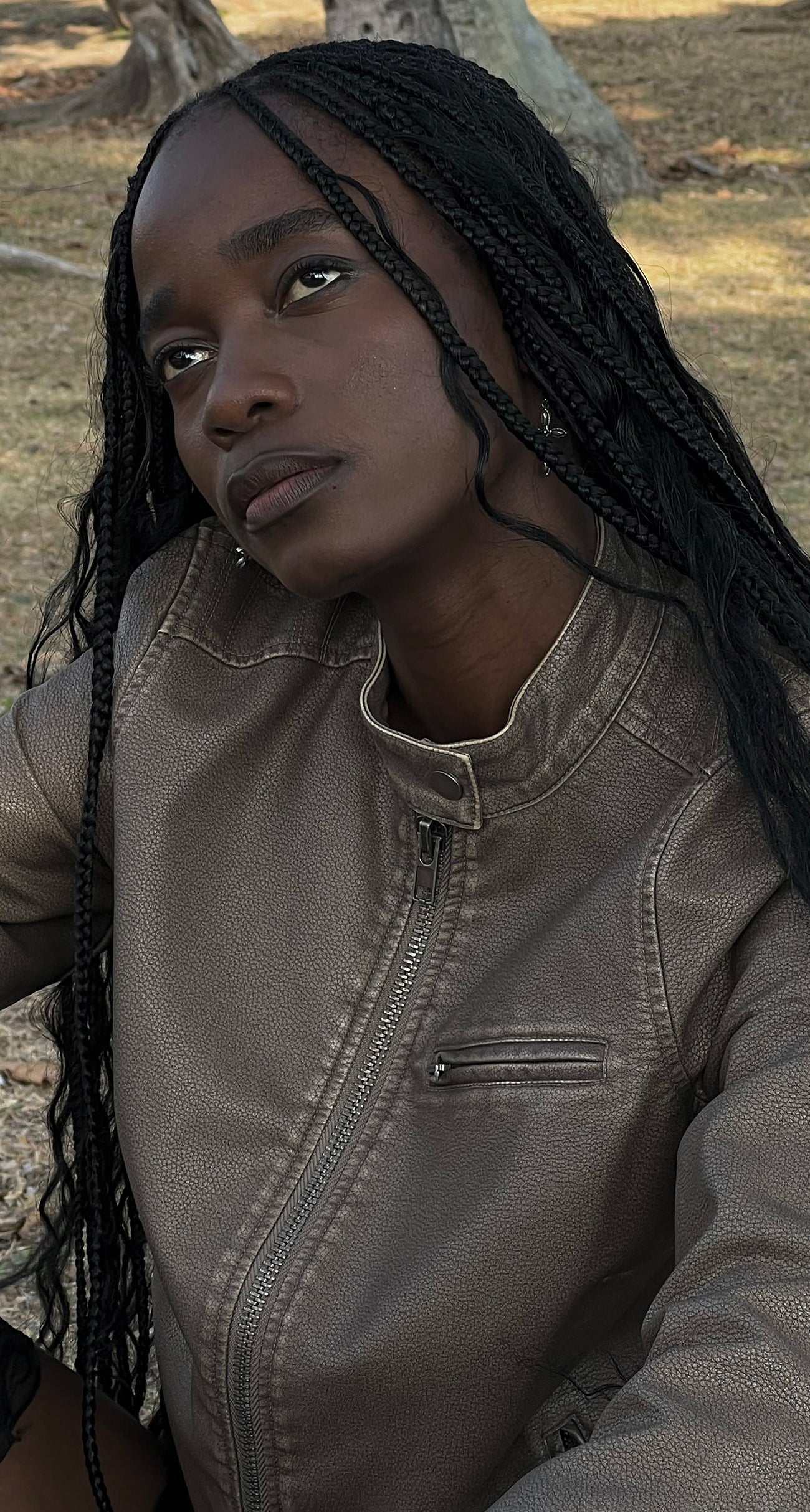 Distressed PU Olive Jacket | Mildred – motelrocks-com-us