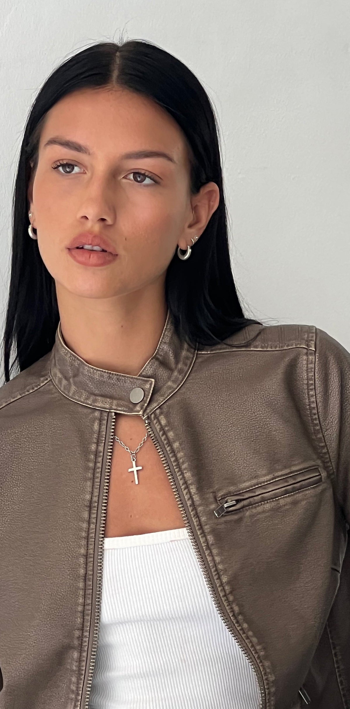Distressed PU Olive Jacket | Mildred – motelrocks-com-us
