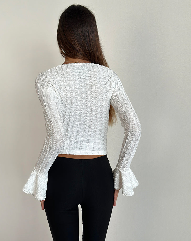 Textured Ivory Flute Sleeve Top | Miley – motelrocks-com-us