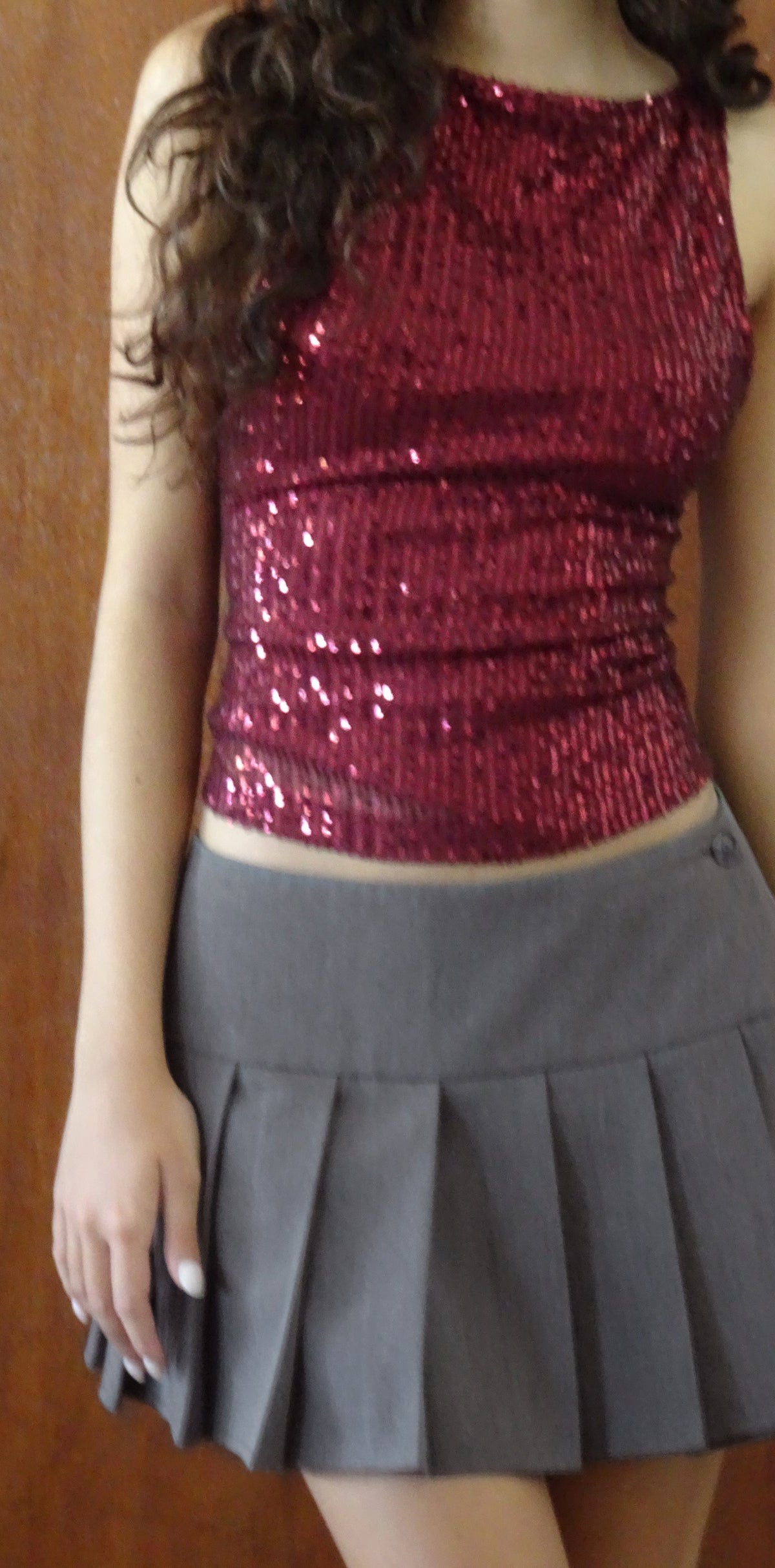 Maroon Drape Sequin Top | Miriam – motelrocks-com-us