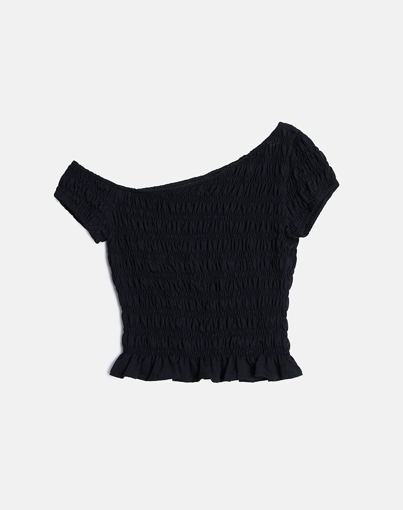 Black Shirred Top | Mirita – motelrocks-com-us