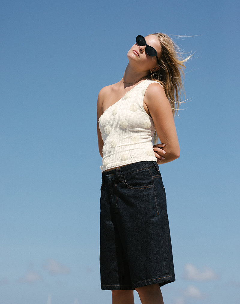 Rose Ivory Textured One Shoulder Top | Moira – motelrocks-com-us