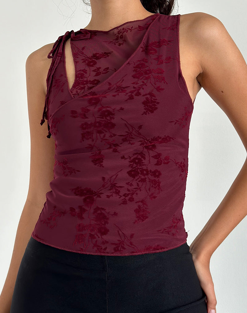 Maroon Flower Botanical Vest Top| Moni – motelrocks-com-us