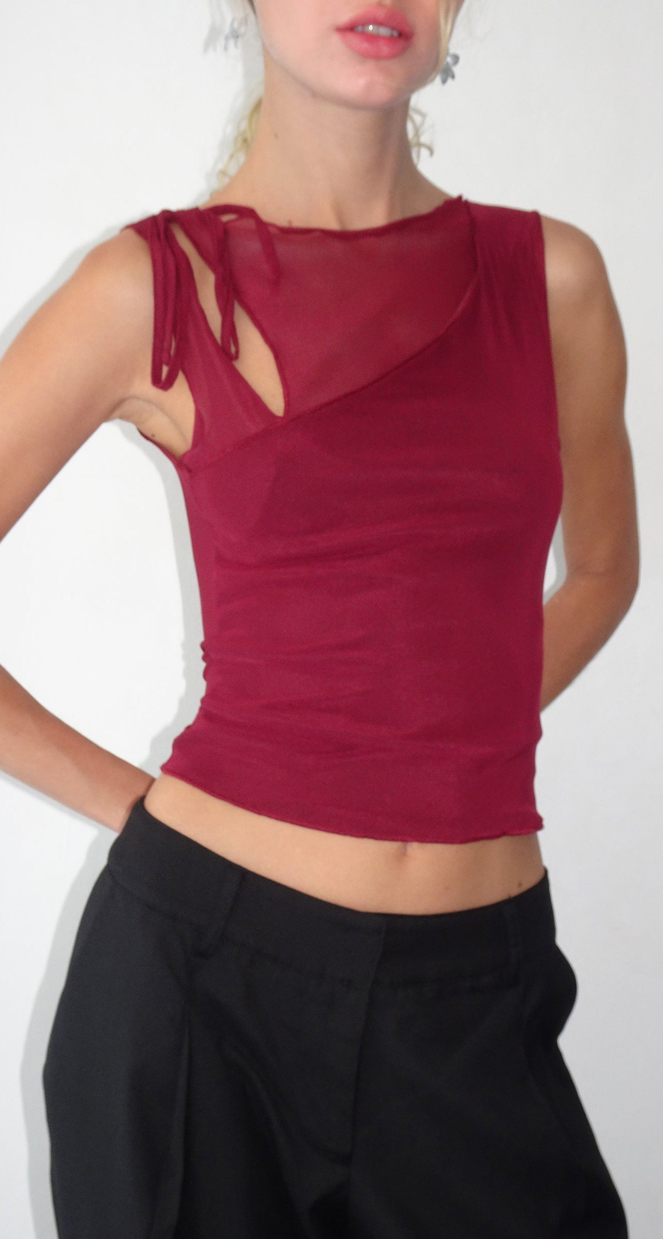 Mesh Maroon Vest | Moni – motelrocks-com-us