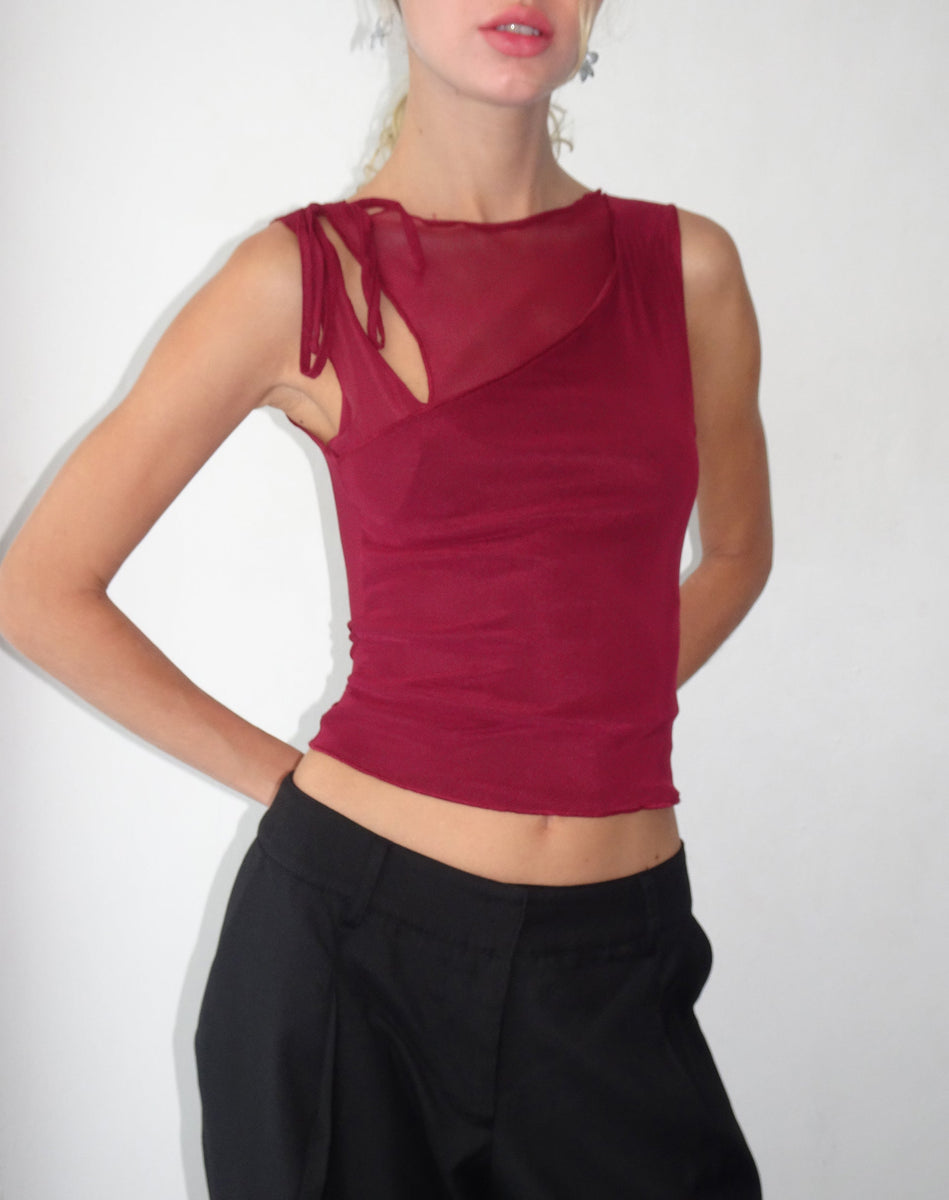 Mesh Maroon Vest | Moni – motelrocks-com-us