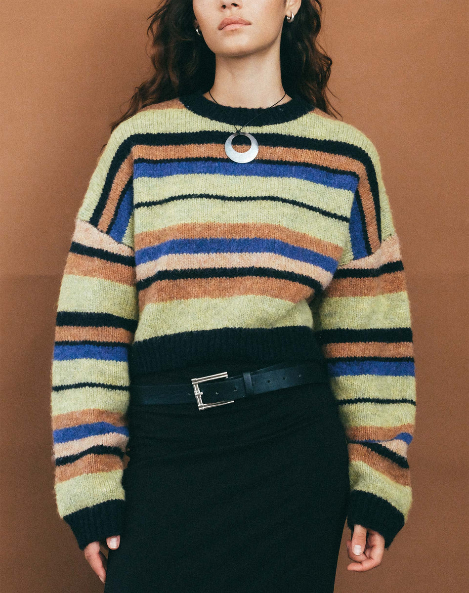 Mixed Stripe Cropped Knit Jumper| Munella – motelrocks-com-us