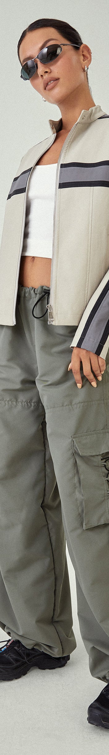 Light Grey Toggle Detail Cargo Trousers | Fabio – motelrocks-com-us