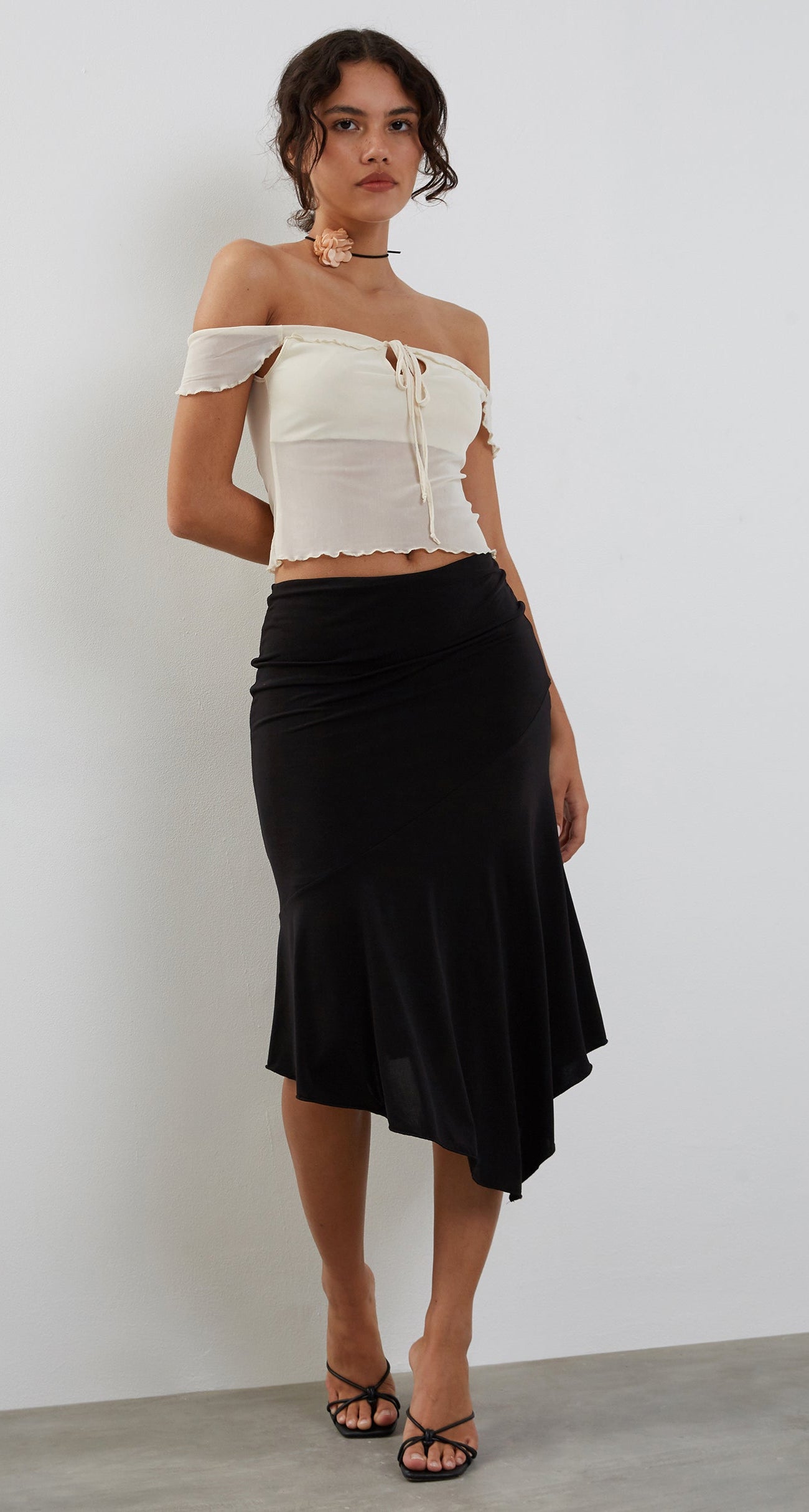 Cream Mesh Bardot Top | Nabil – motelrocks-com-us