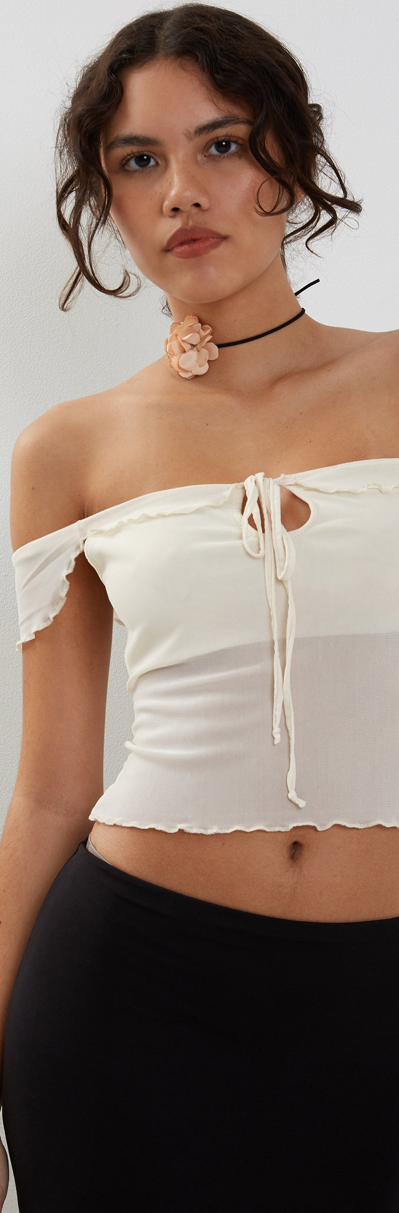 Cream Mesh Bardot Top | Nabil – motelrocks-com-us