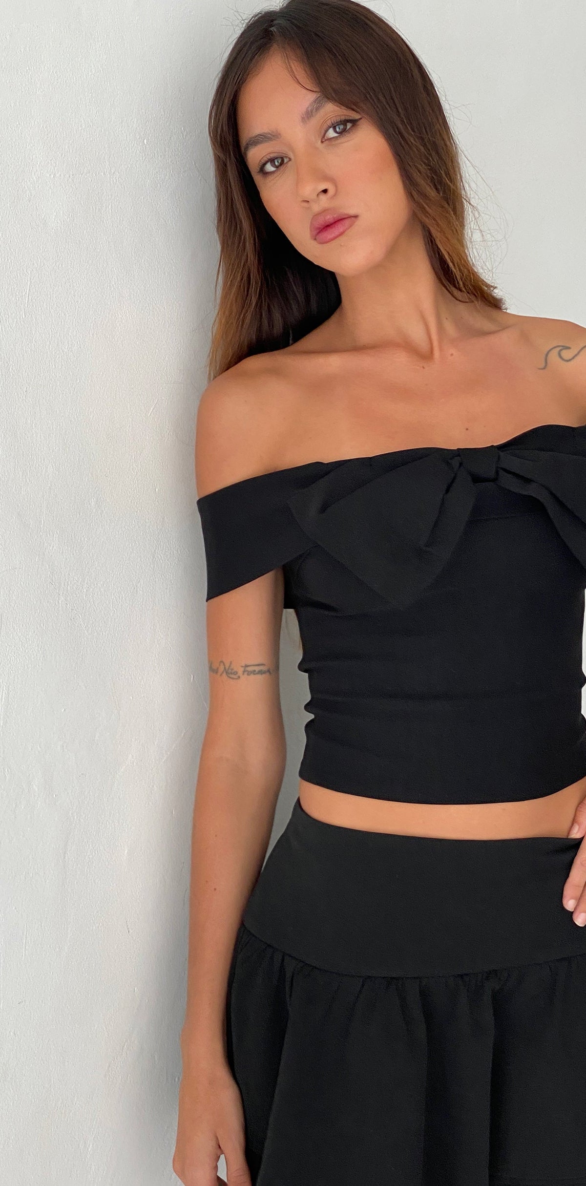 Black Bow Front Bandeau Top | Naras – motelrocks-com-us