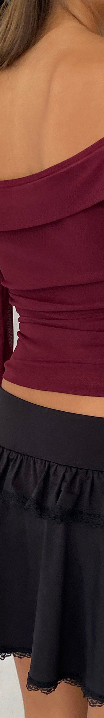 Maroon Mesh Bardot Top | Nauri – motelrocks-com-us