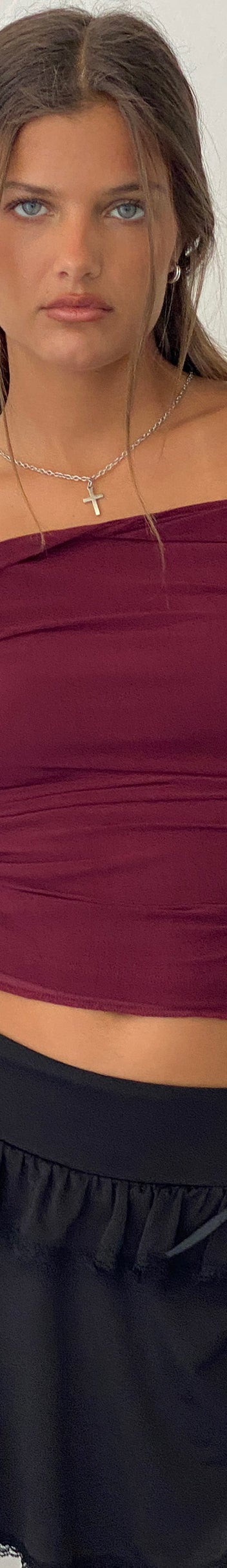 Maroon Mesh Bardot Top | Nauri – motelrocks-com-us