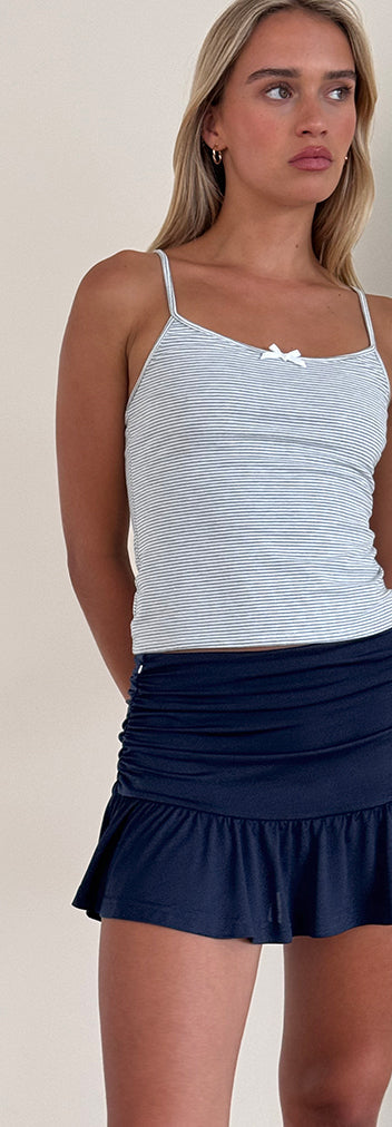 Dark Navy Lycra Mini Skirt | Nefeli – motelrocks-com-us