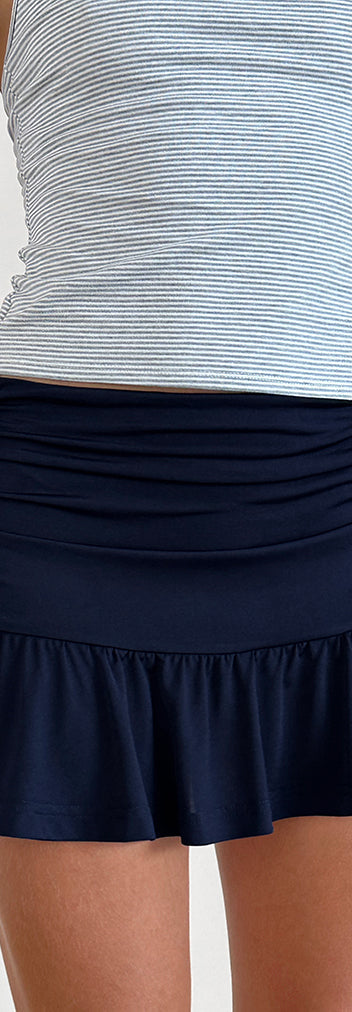 Dark Navy Lycra Mini Skirt | Nefeli – motelrocks-com-us