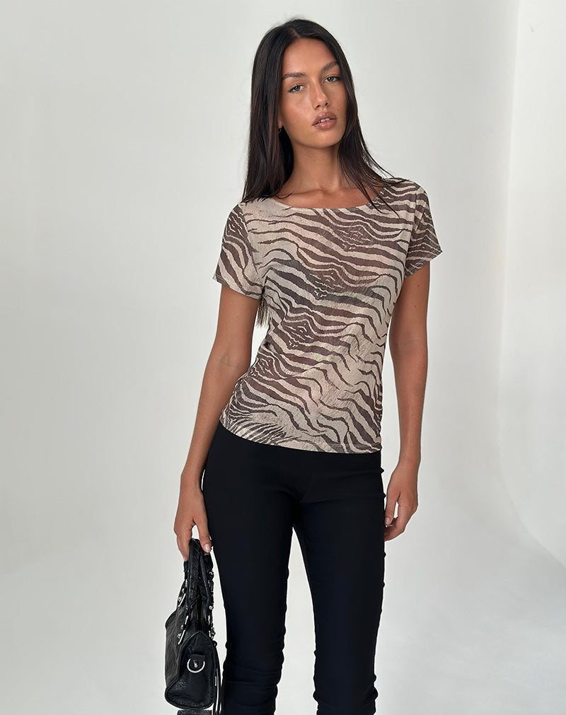 Neutral Wild Animal Mesh Top | Neko – motelrocks-com-us