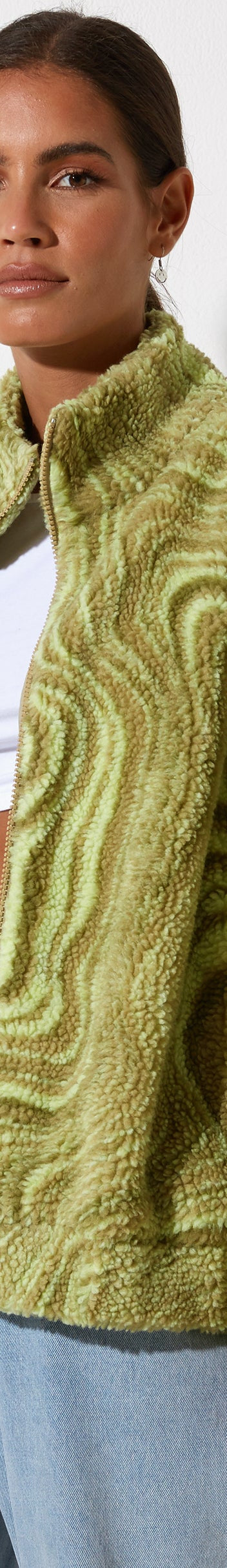 Green Ripple High Neck Zip Up Long Sleeve Jacket | Nereo – motelrocks ...