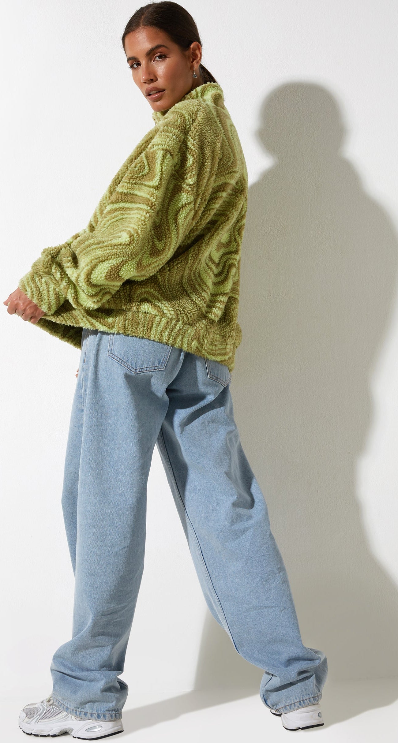 Green Ripple High Neck Zip Up Long Sleeve Jacket | Nereo – motelrocks ...