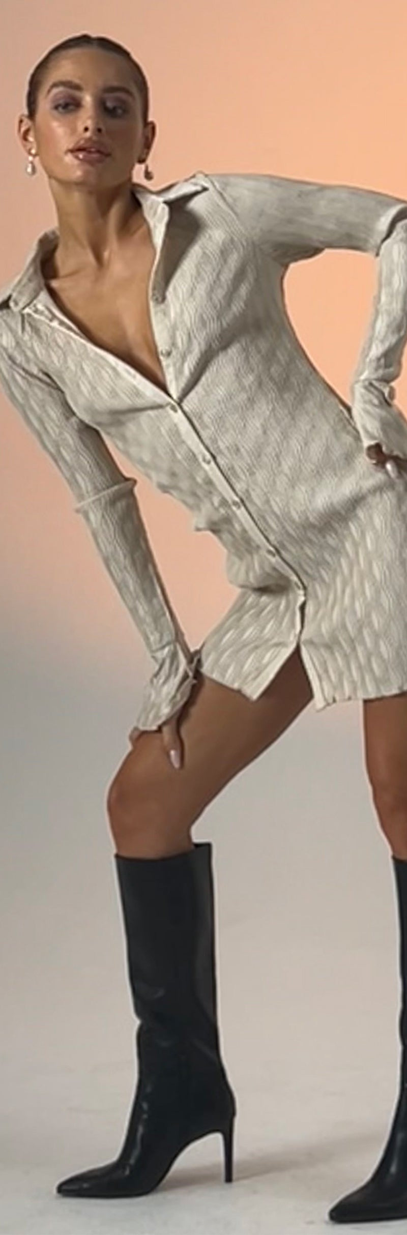 Crinkle Beige Button Up Mini Dress | Nitara – motelrocks-com-us