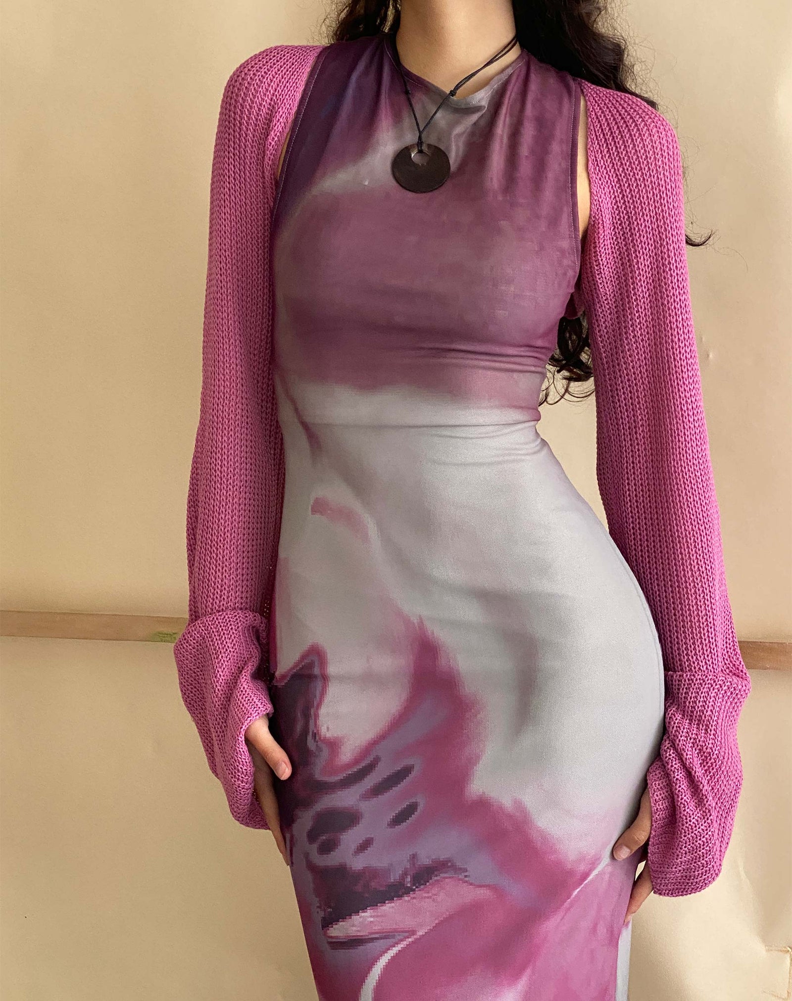 Pink Anatomy of Nature Printed Maxi Dress | Fayola – motelrocks-com-us