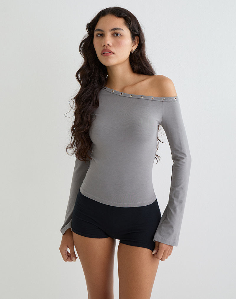 Grey One Shoulder Top | Noraba – motelrocks-com-us