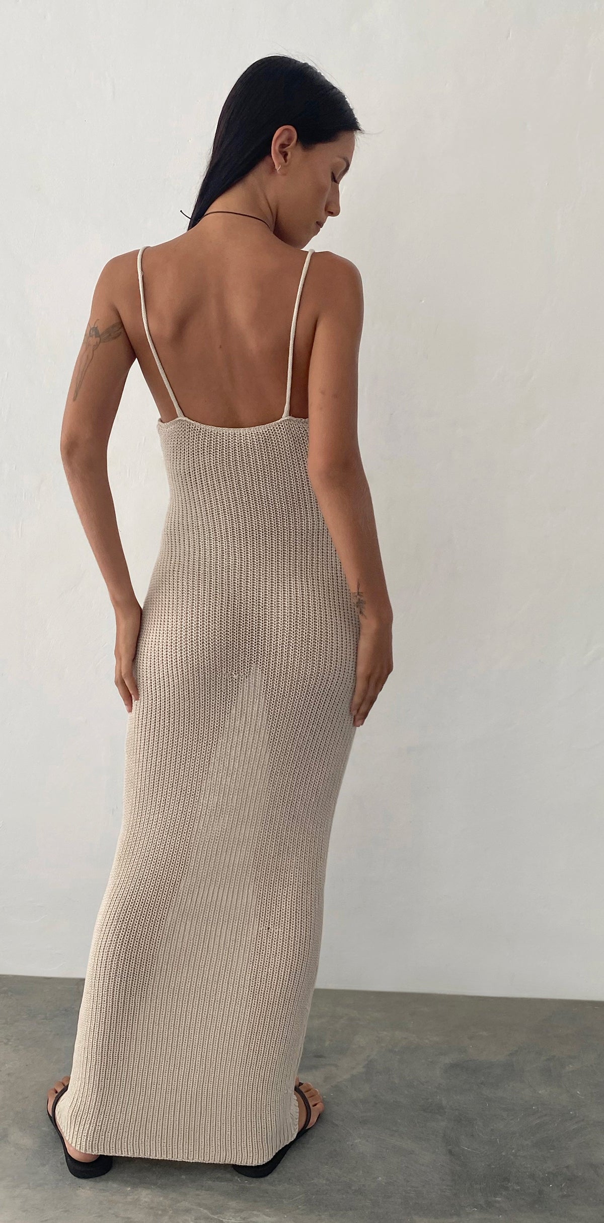 Neutral Knitted Maxi Dress | Norila – motelrocks-com-us