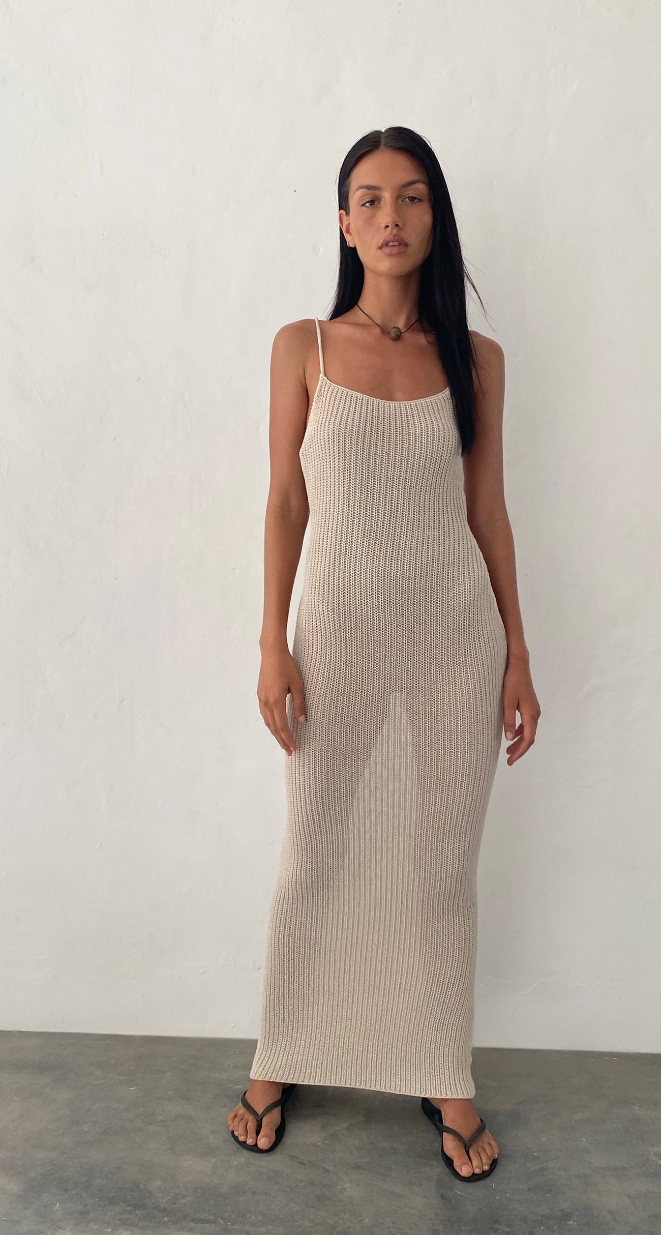 Neutral Knitted Maxi Dress | Norila – motelrocks-com-us