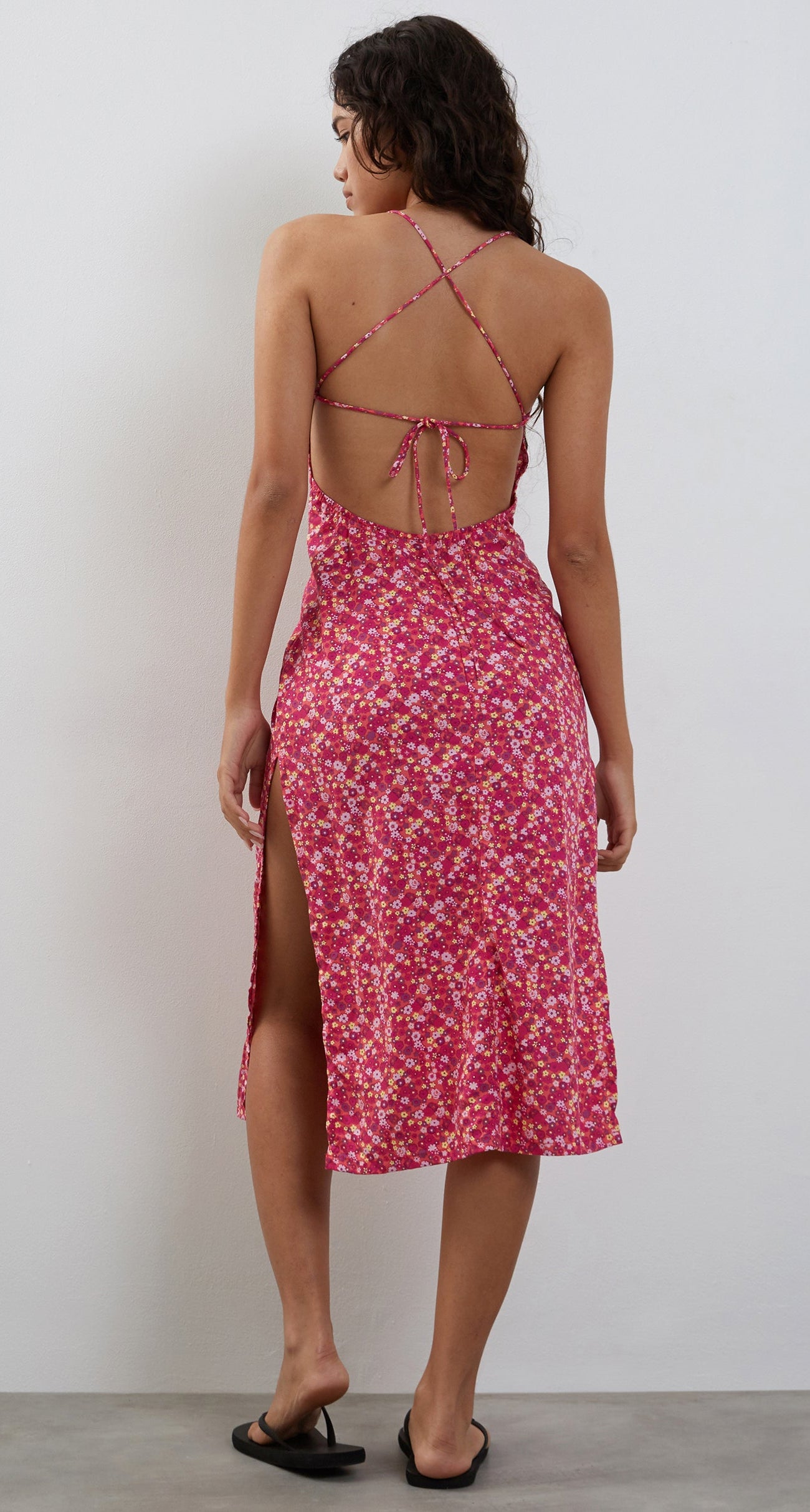 Ditsy Floral Pink Midi Dress | Nosita – motelrocks-com-us