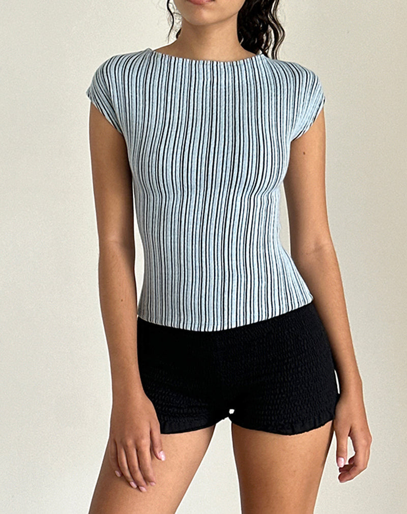 Blue and Black Stripe Jersey Top | Nova – motelrocks-com-us