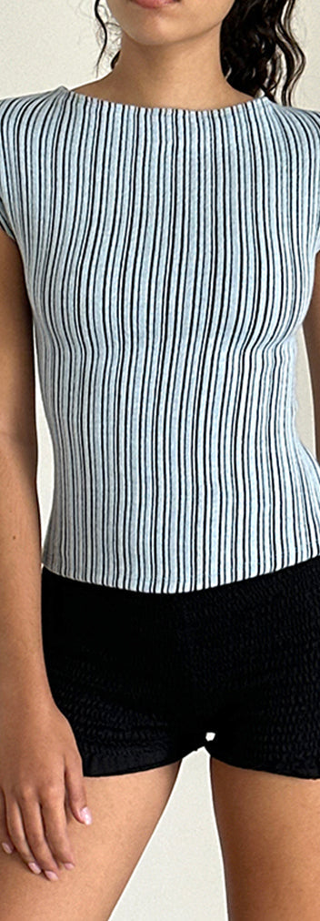 Blue and Black Stripe Jersey Top | Nova – motelrocks-com-us