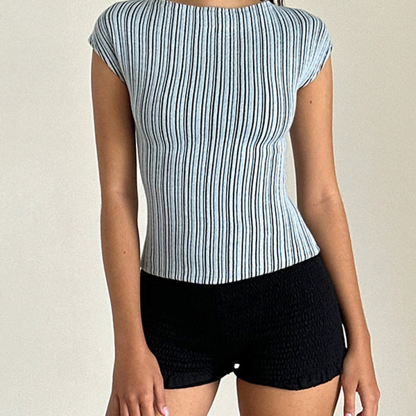 Blue and Black Stripe Jersey Top | Nova – motelrocks-com-us